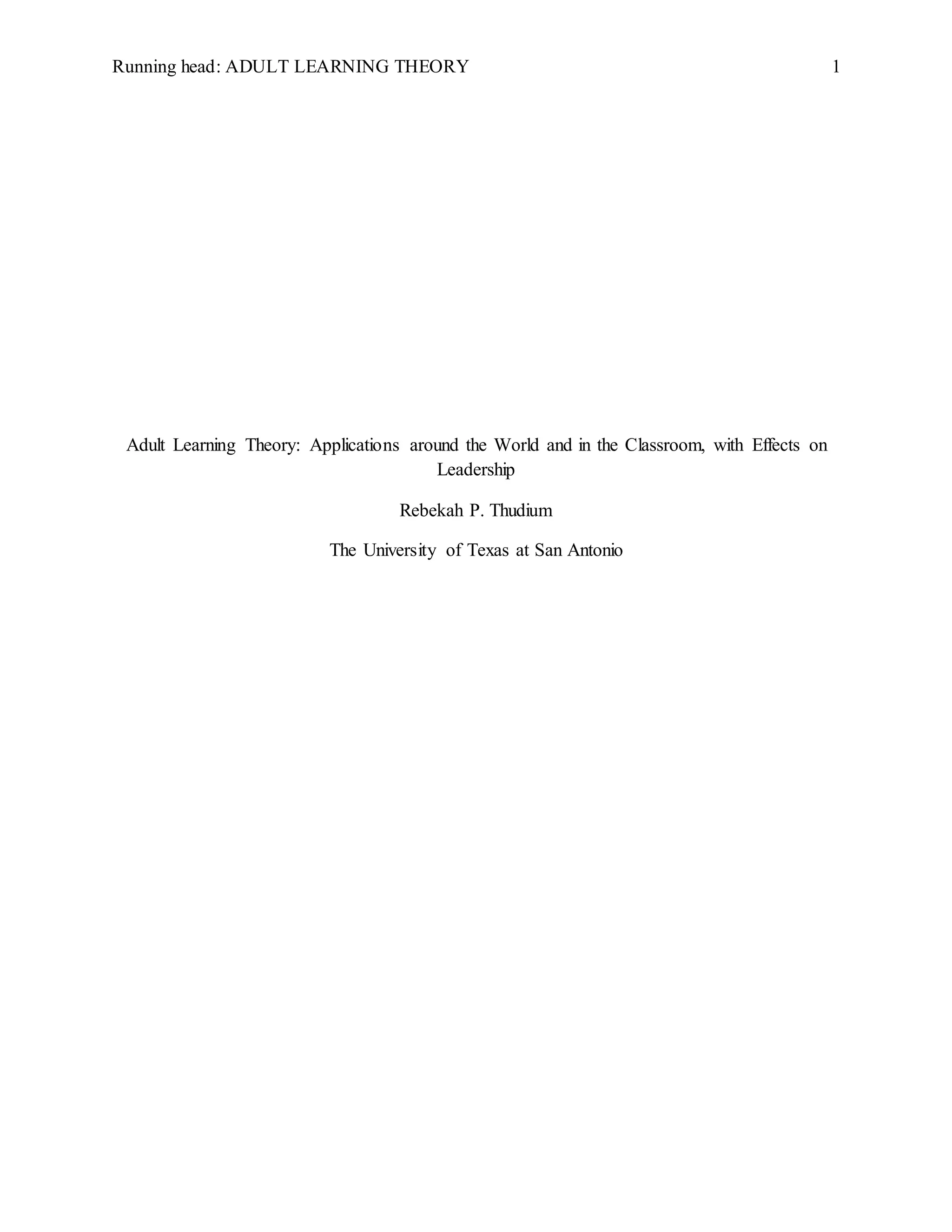 Adult Learning Theory paper | DOCX
