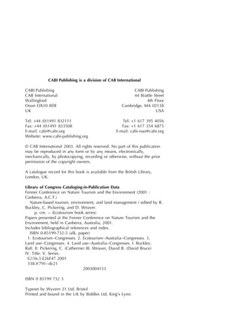 Nature based Tourism Environment and Land Management Ecotourism Book ...