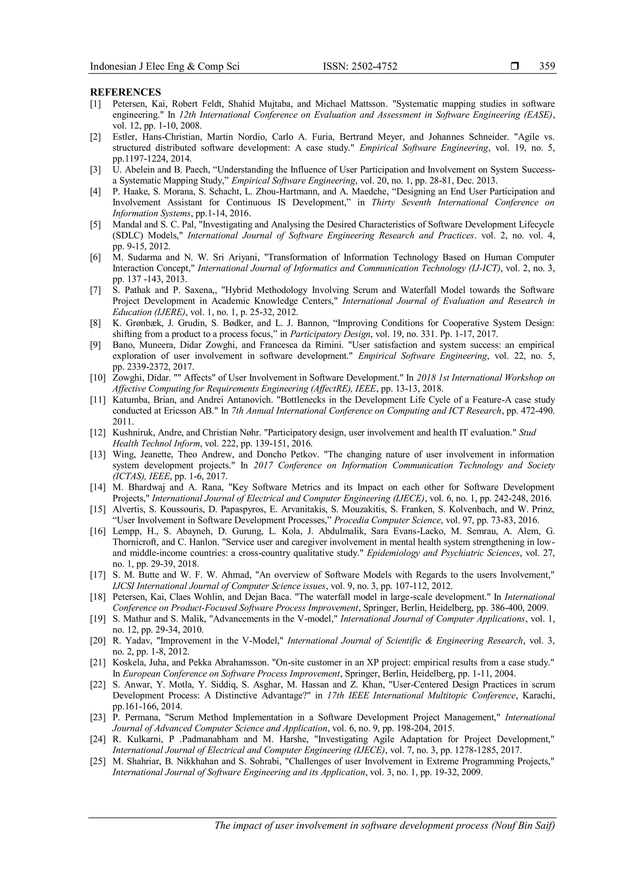 The impact of user involvement in software development process | PDF