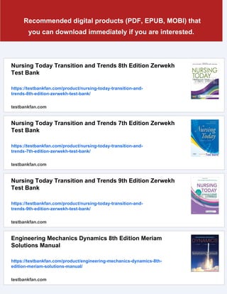Complete Answer Guide for Nursing Today Transition and Trends 8th ...