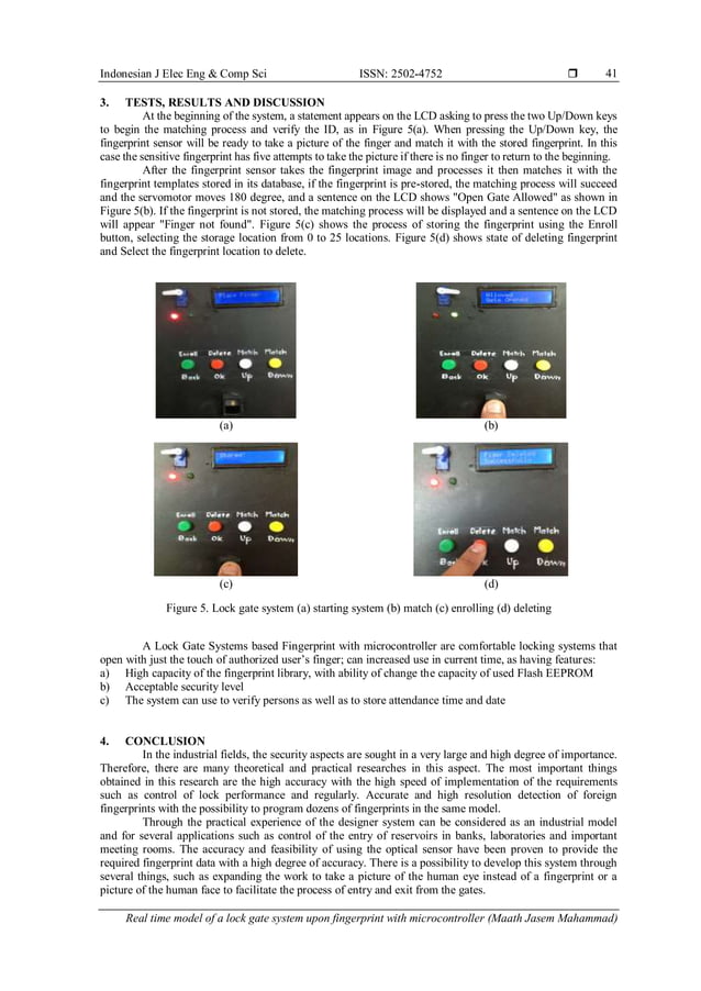 Real time model of a lock gate system upon fingerprint with microcontroller | PDF