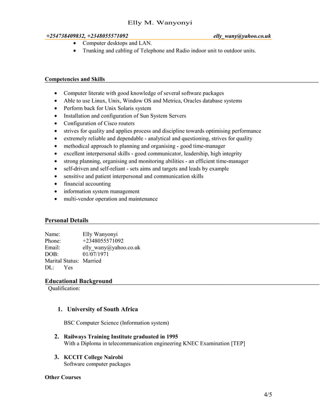 Elly Mutiba_CV-2015ed1 | PDF