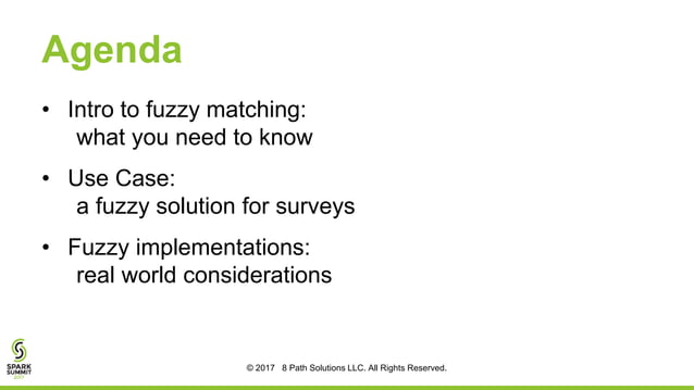 Fuzzy Matching On Apache Spark With Jennifer Shin Ppt