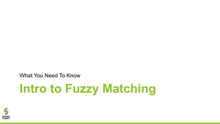 Fuzzy Matching on Apache Spark with Jennifer Shin | PPT