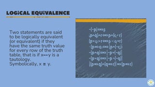 Logical Equivalence | Propositional Logic | Discrete Mathematics | PPTX
