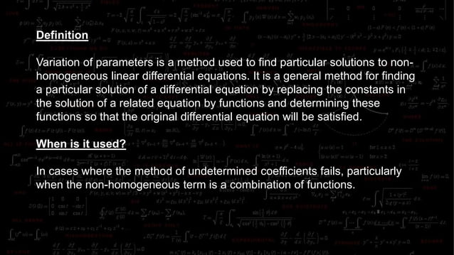 Variation Of Parameter (Differential Equations) | PPTX