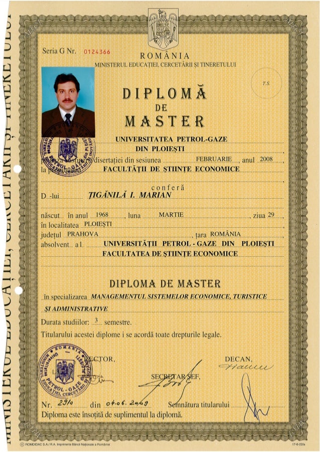 Diploma Master Tiganila Marian