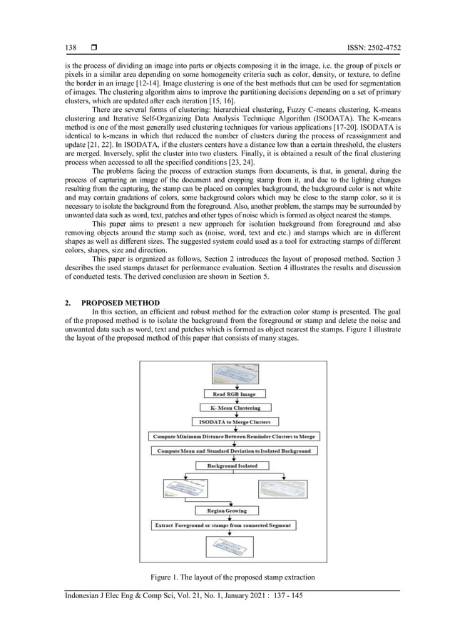 Stamps extraction using local adaptive k-means and ISODATA algorithms | PDF