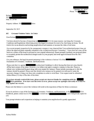 Violation Letter Example-001 | PDF