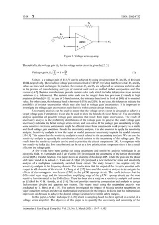 Uncertainty and sensitivity analysis applied to a voltage series operational amplifier | PDF
