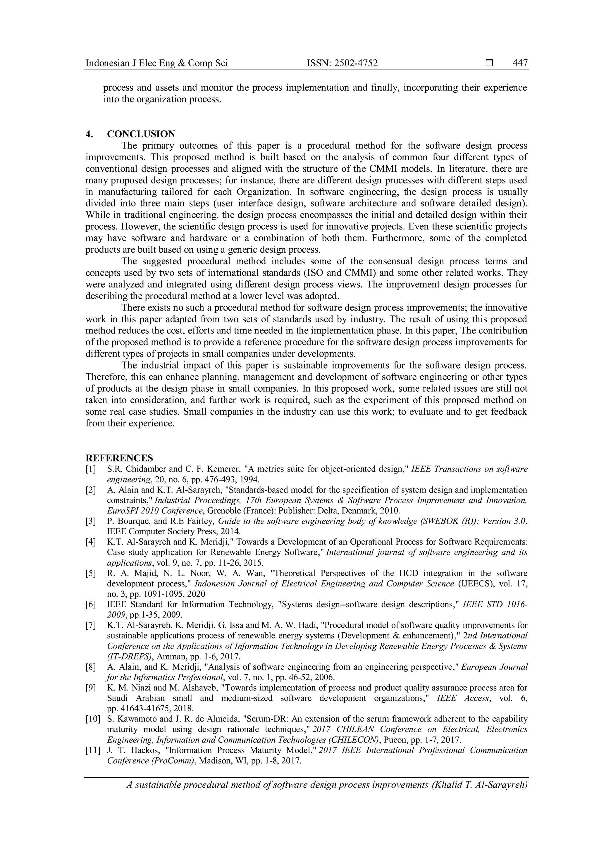 A sustainable procedural method of software design process improvements ... A sustainable procedural method of software design process improvements ...