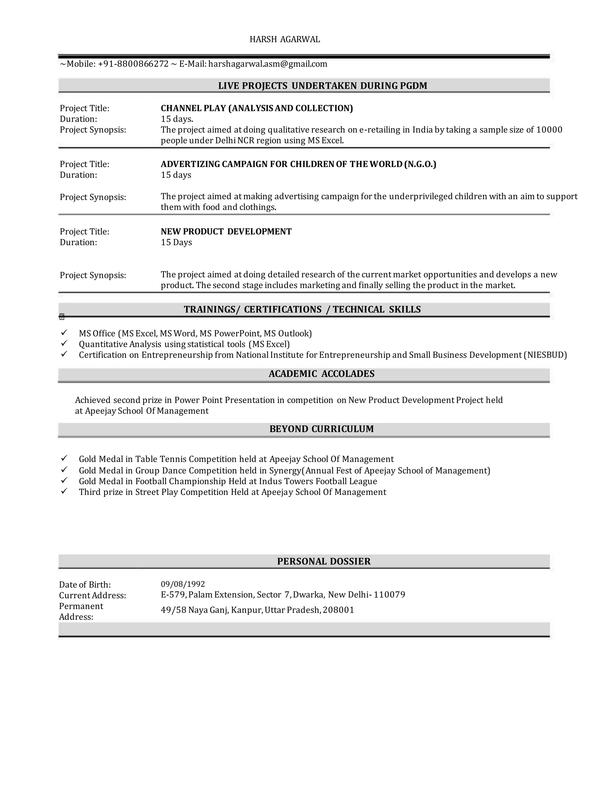 HARSH AGARWAL updated resume | DOCX