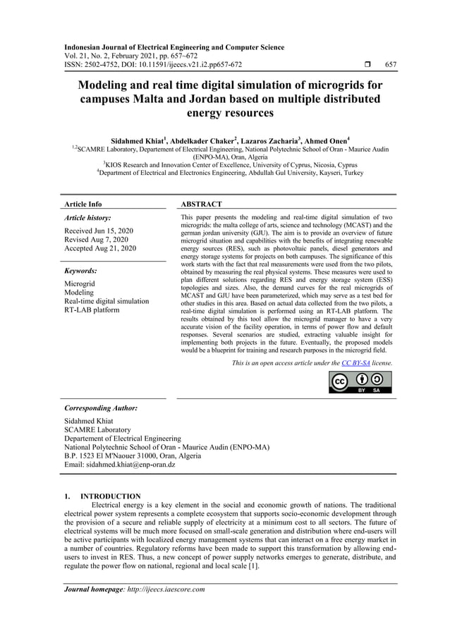 Modeling And Real Time Digital Simulation Of Microgrids For Campuses Malta And Jordan Based On