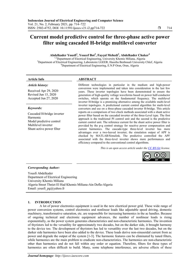 Current model predictive control for three-phase active power filter using cascaded H-bridge ...
