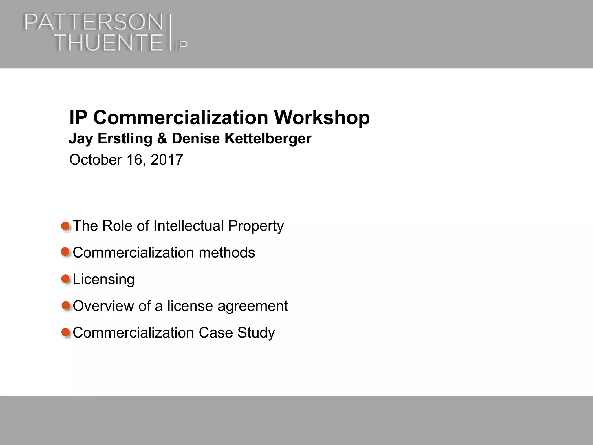 IP Commercialization Workshop | PPTX