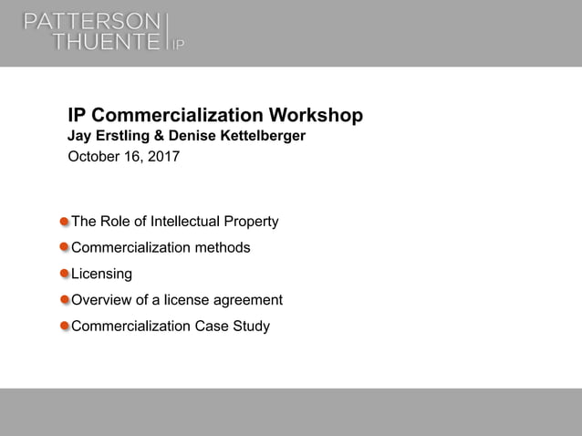 IP Commercialization Workshop | PPTX | Business | Business and Finance