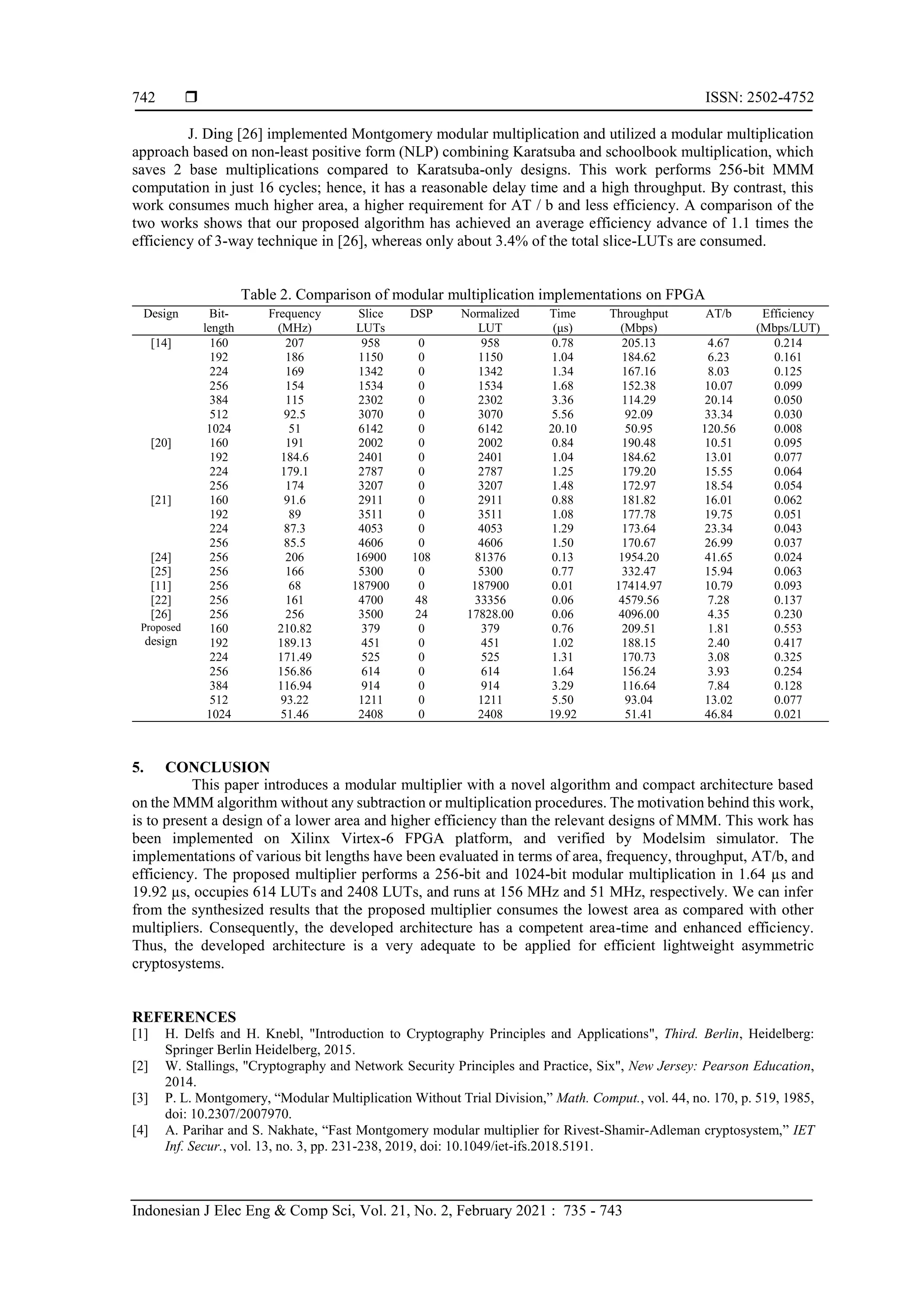 A compact FPGA-based montgomery modular multiplier | PDF