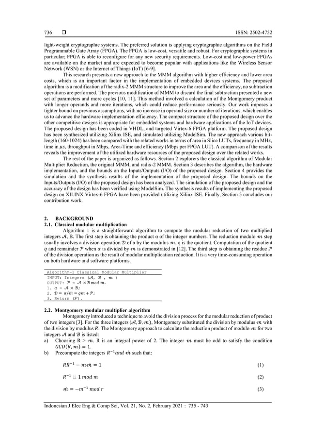A compact FPGA-based montgomery modular multiplier | PDF