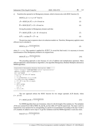A compact FPGA-based montgomery modular multiplier | PDF