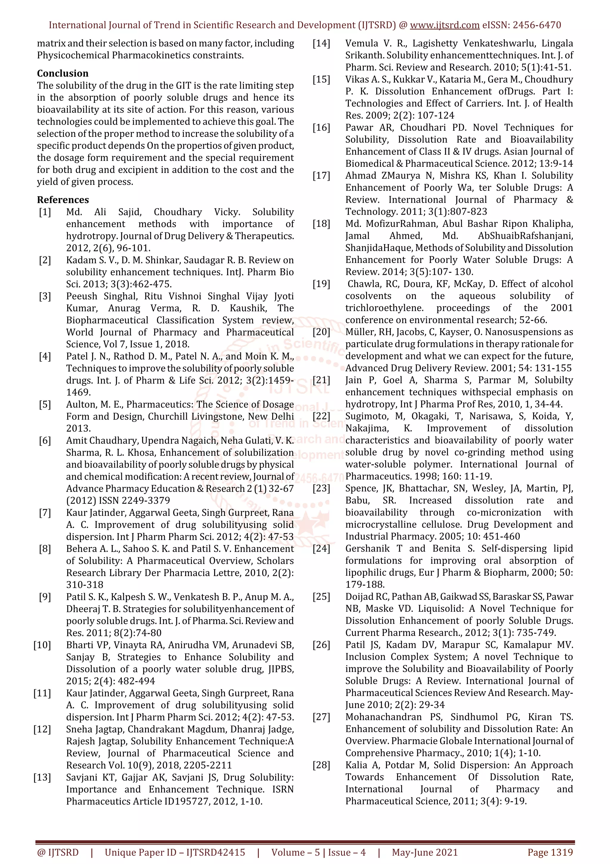 A Review Solubility Enhancement and its Technique | PDF