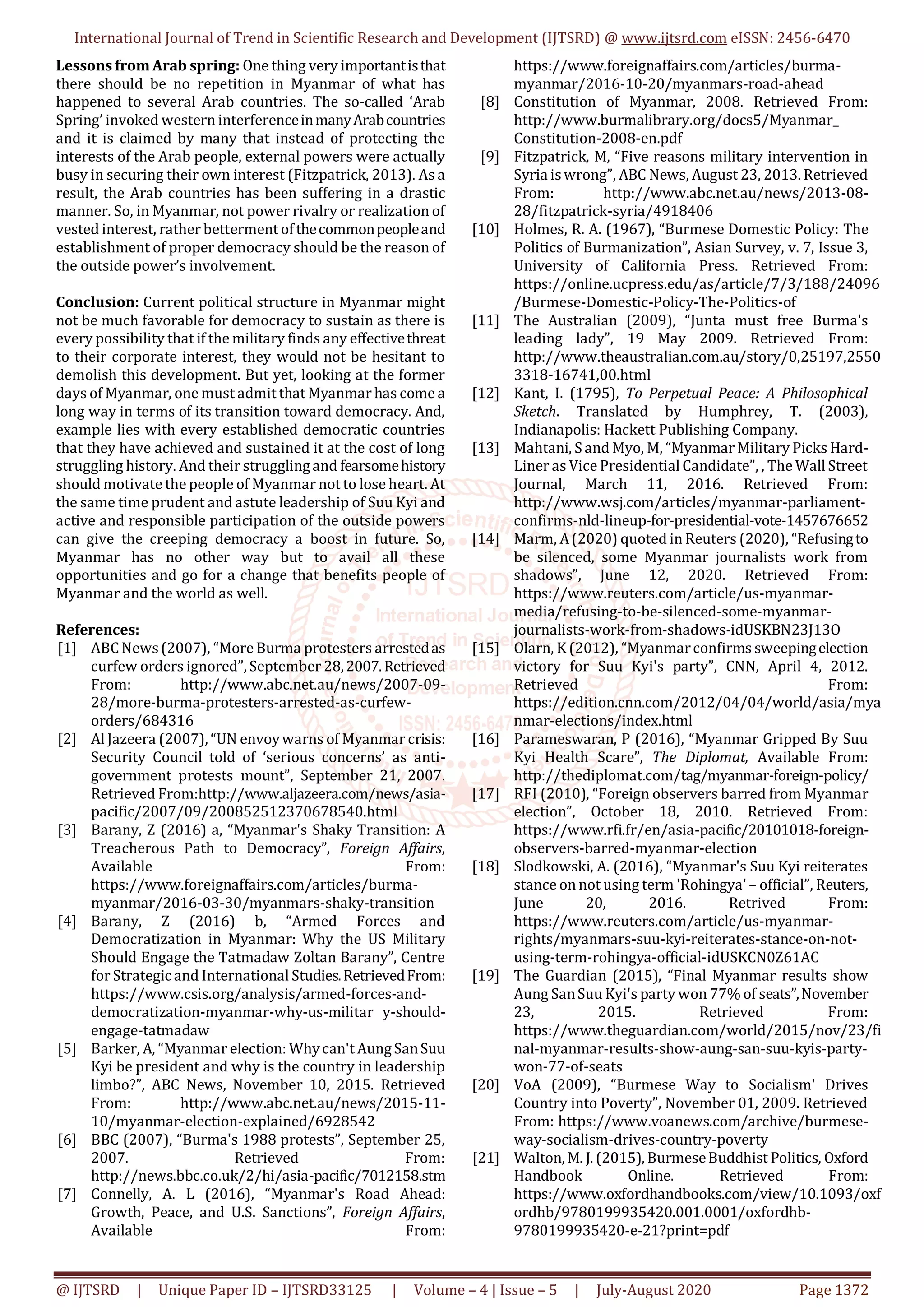 Democratization in Myanmar Prospects, Possibilities and Challenges | PDF