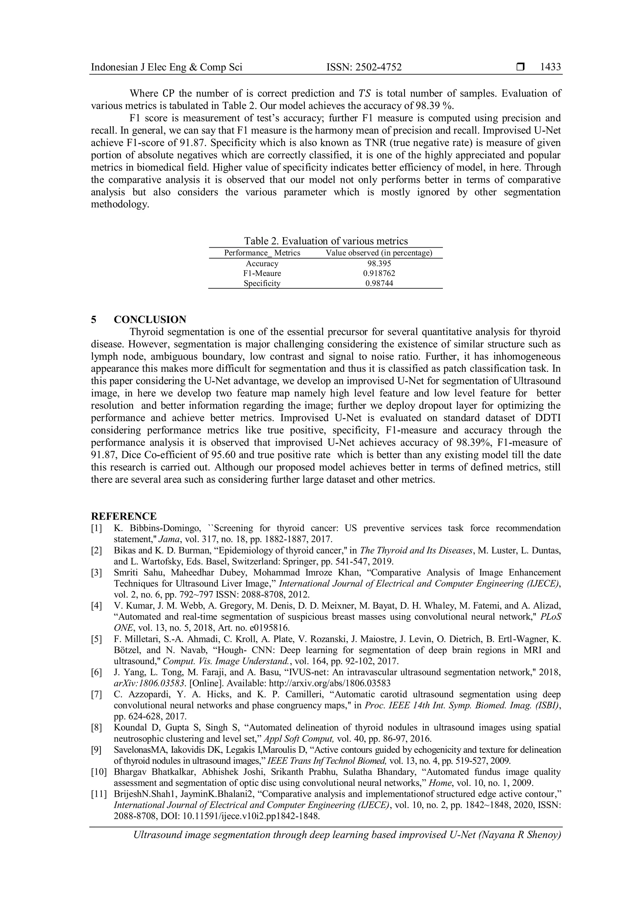 Ultrasound image segmentation through deep learning based improvised U-Net | PDF | Thyroid ...