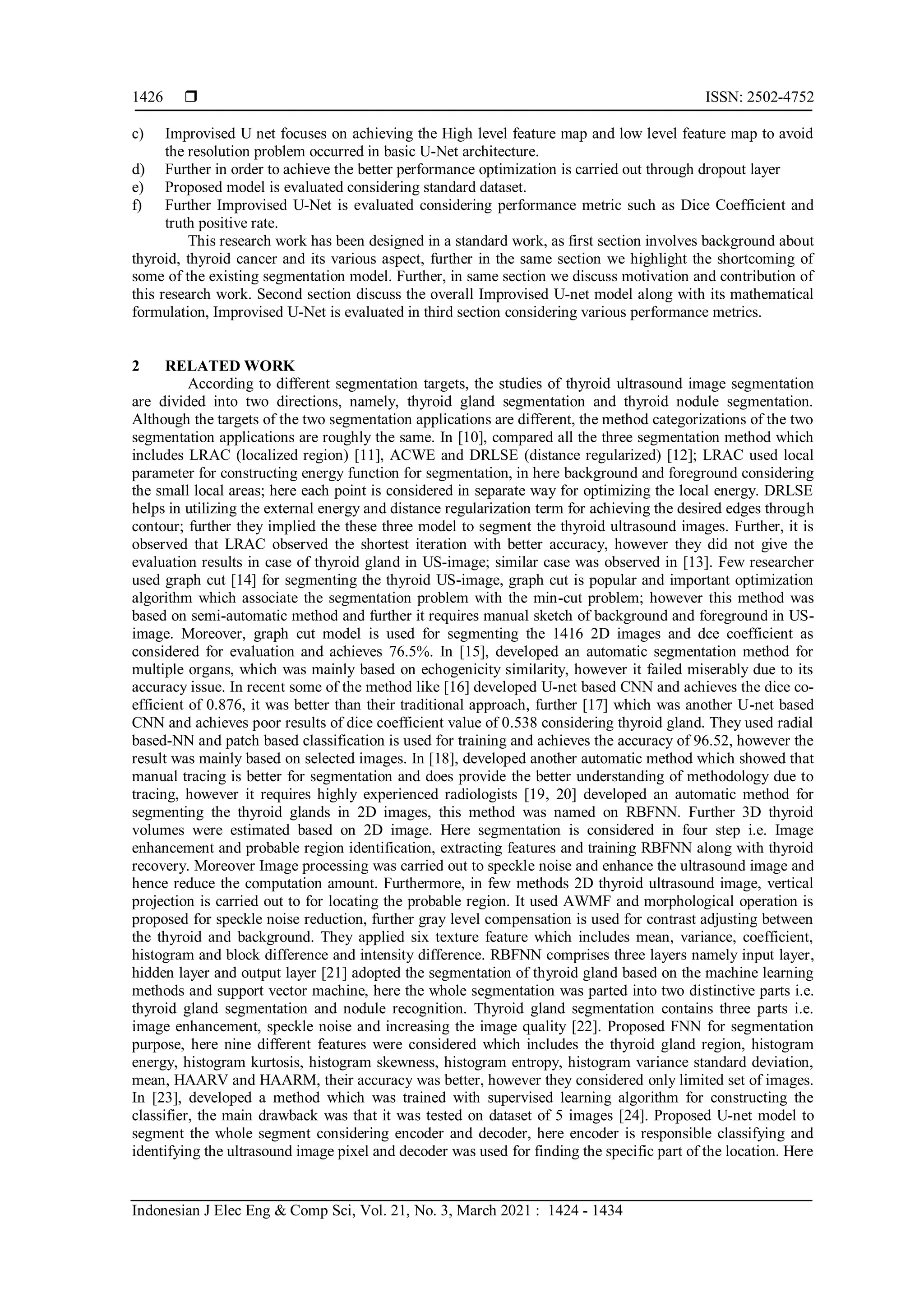 Ultrasound image segmentation through deep learning based improvised U ...