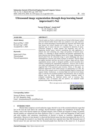 Ultrasound image segmentation through deep learning based improvised U ...