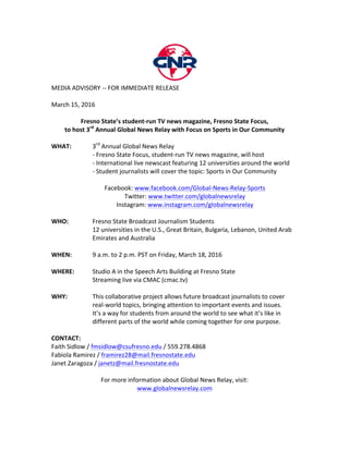 Global News Relay - Media Advisory - FINAL | PDF