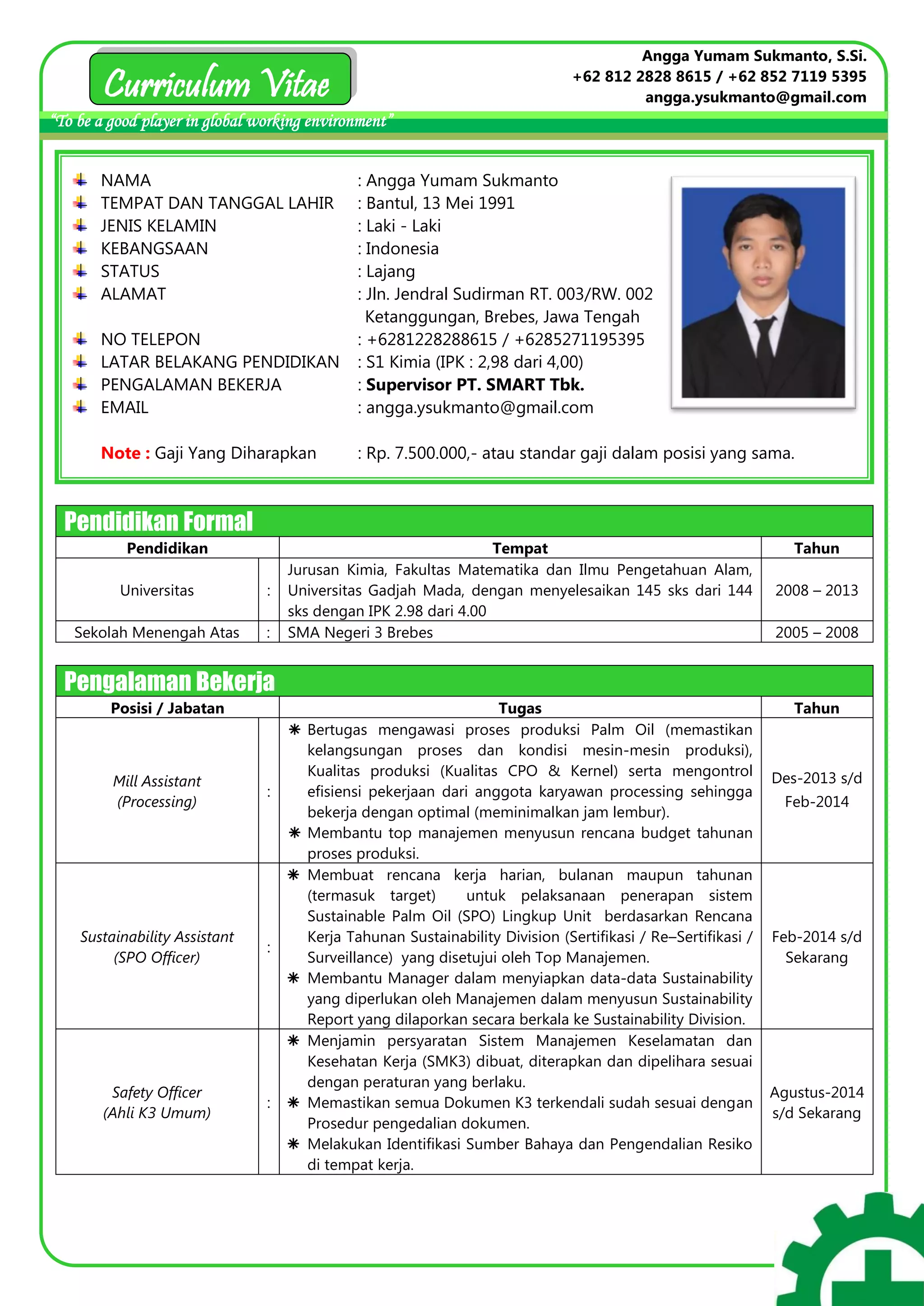 CV Angga Yumam Sukmanto (Ahli K3 Umum) | PDF