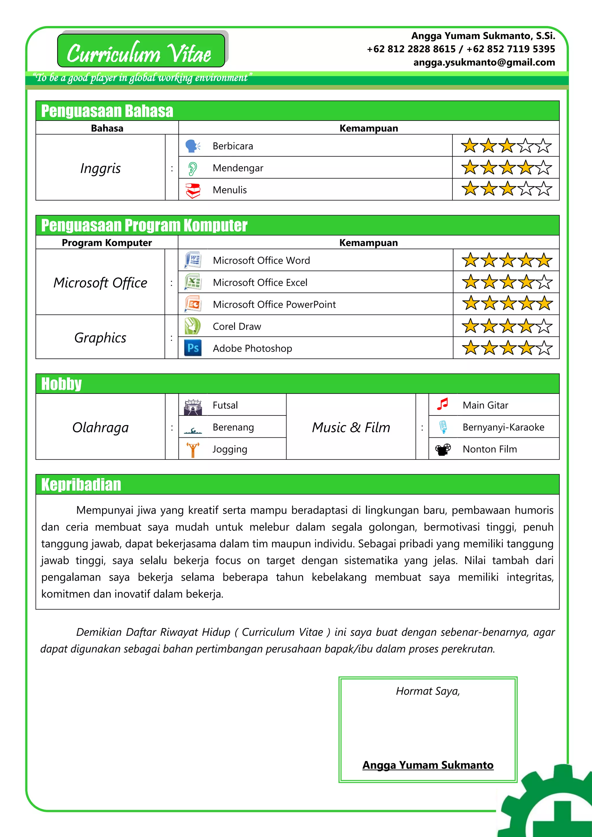 CV Angga Yumam Sukmanto (Ahli K3 Umum) | PDF
