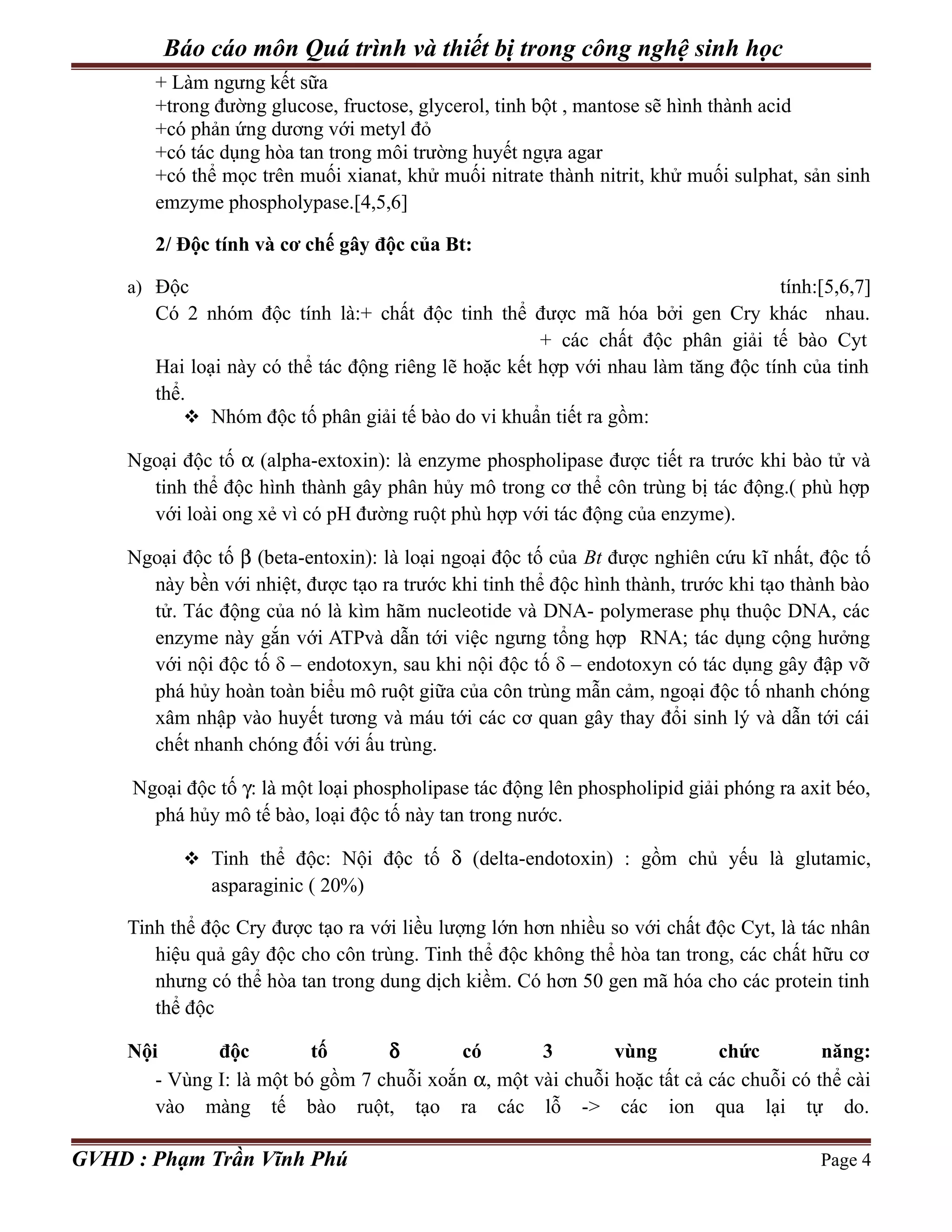 sản xuất thuốc trừ sâu sinh học BT từ vi khuẩn Bacillusthuringiensis | PDF