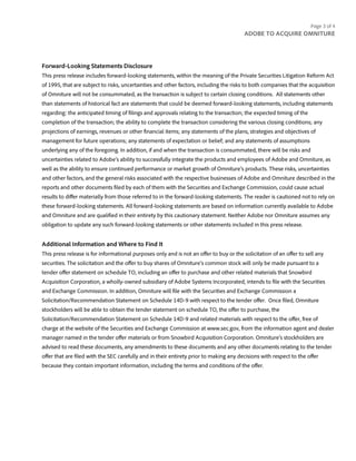 Adobe to Acquire Omniture for $1.8 billion. | PDF | Mergers and ...