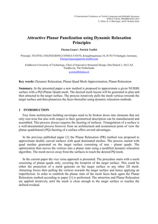 membranes2015_Attractive Planar Panelization using Dynamic Relaxation Principles_03 | PDF