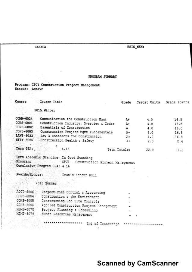 Fanshawe College Transcript | PDF