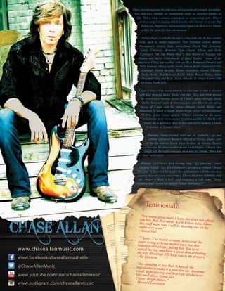 Chase Allan One Sheet Bio | PDF | World/International Music | Music
