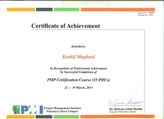 PMP Certificate | PDF
