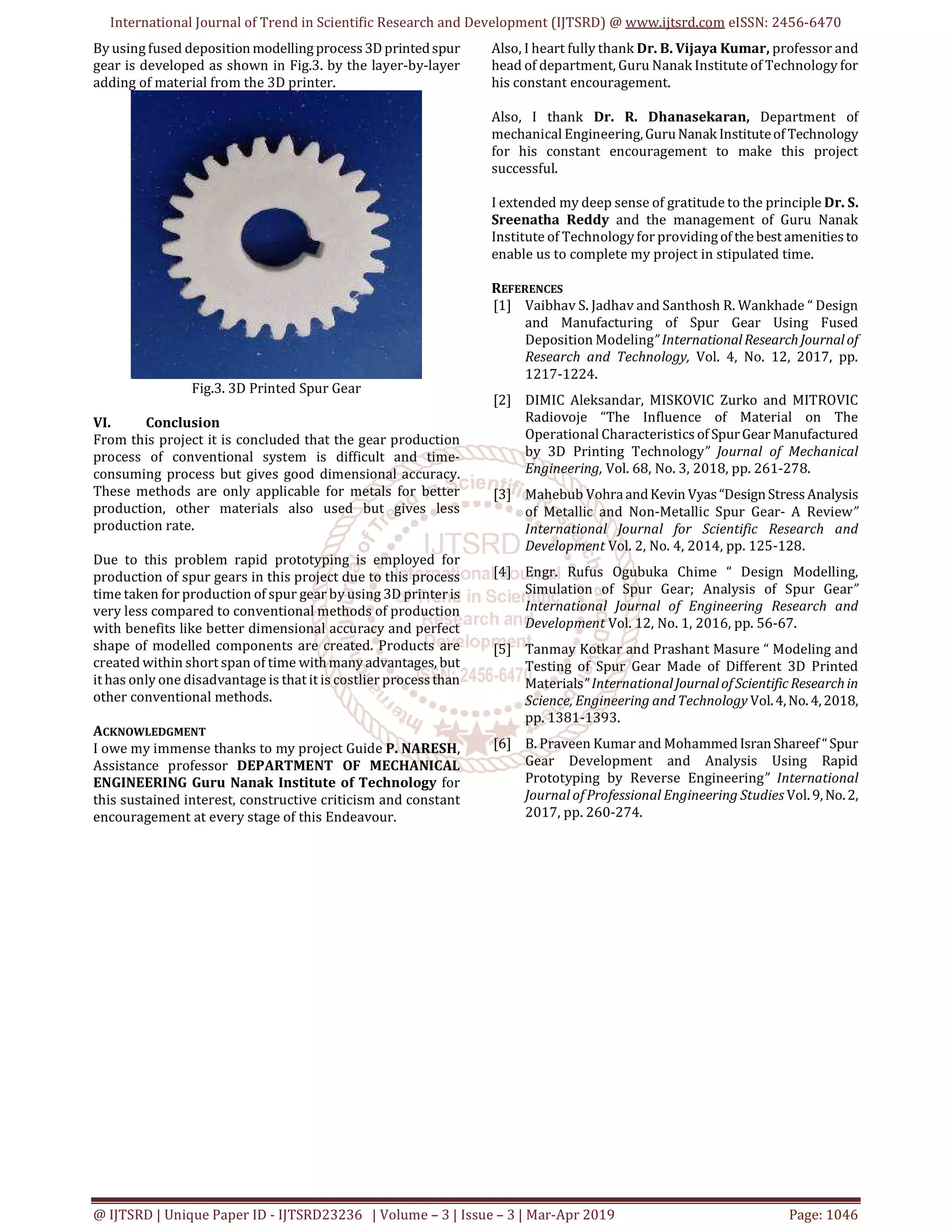 Design and Development of Spur Gear by using Three Dimensional Printing ...