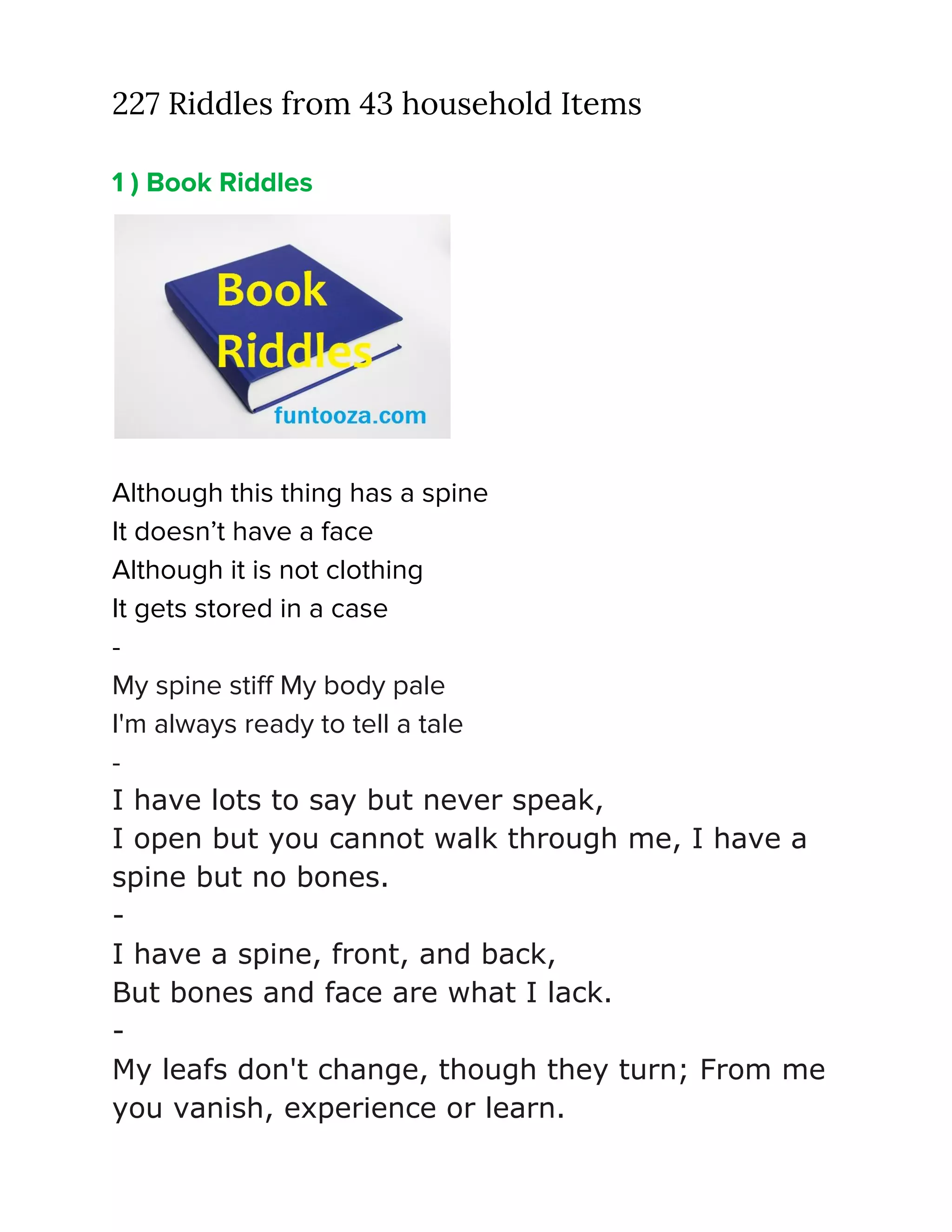 227 fun brain family friendly riddles | PDF