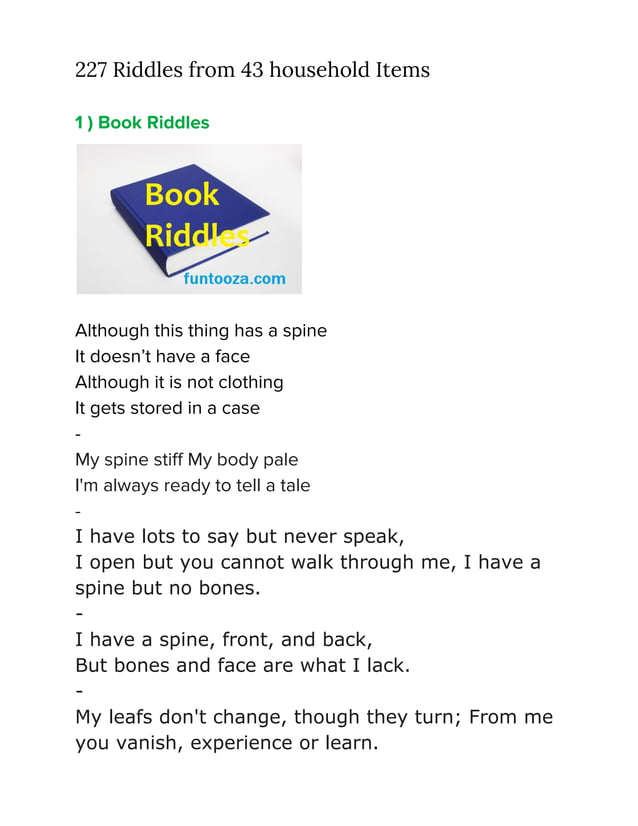 227 fun brain family friendly riddles | PDF