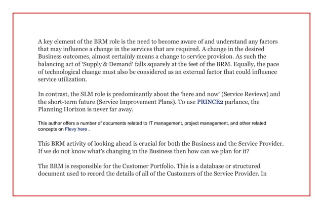 ITIL Business Relationship Management, the ITIL Business Relationship Management, the