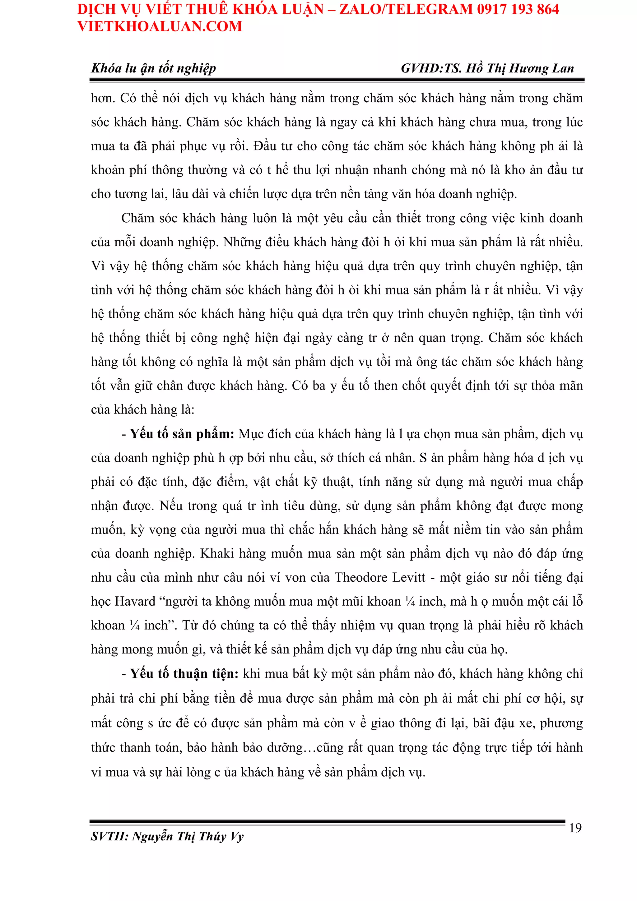 BÀI MẪU khóa luận chăm sóc khách hàng, HAY, 9 ĐIỂM | DOC