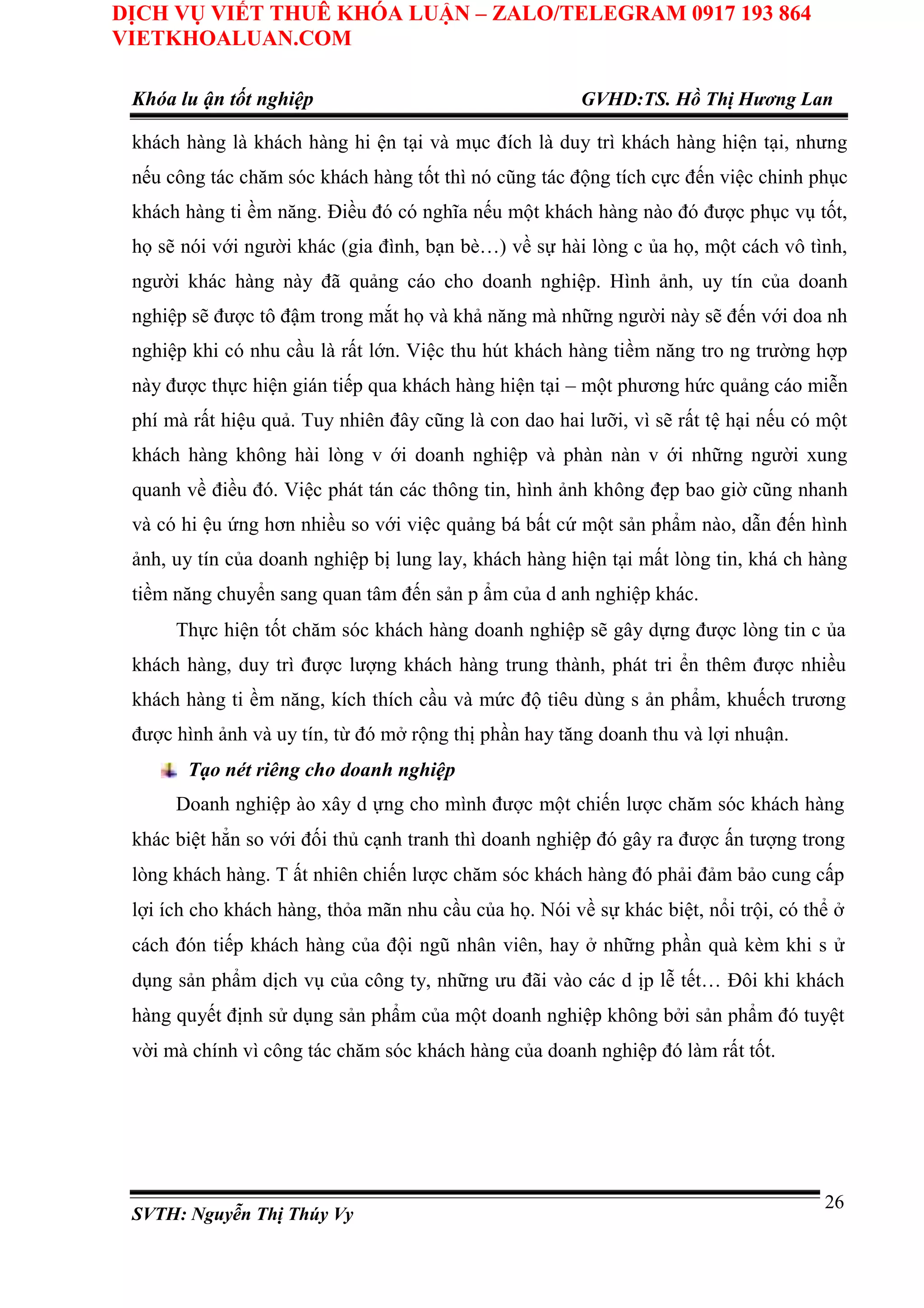 BÀI MẪU khóa luận chăm sóc khách hàng, HAY, 9 ĐIỂM | DOC