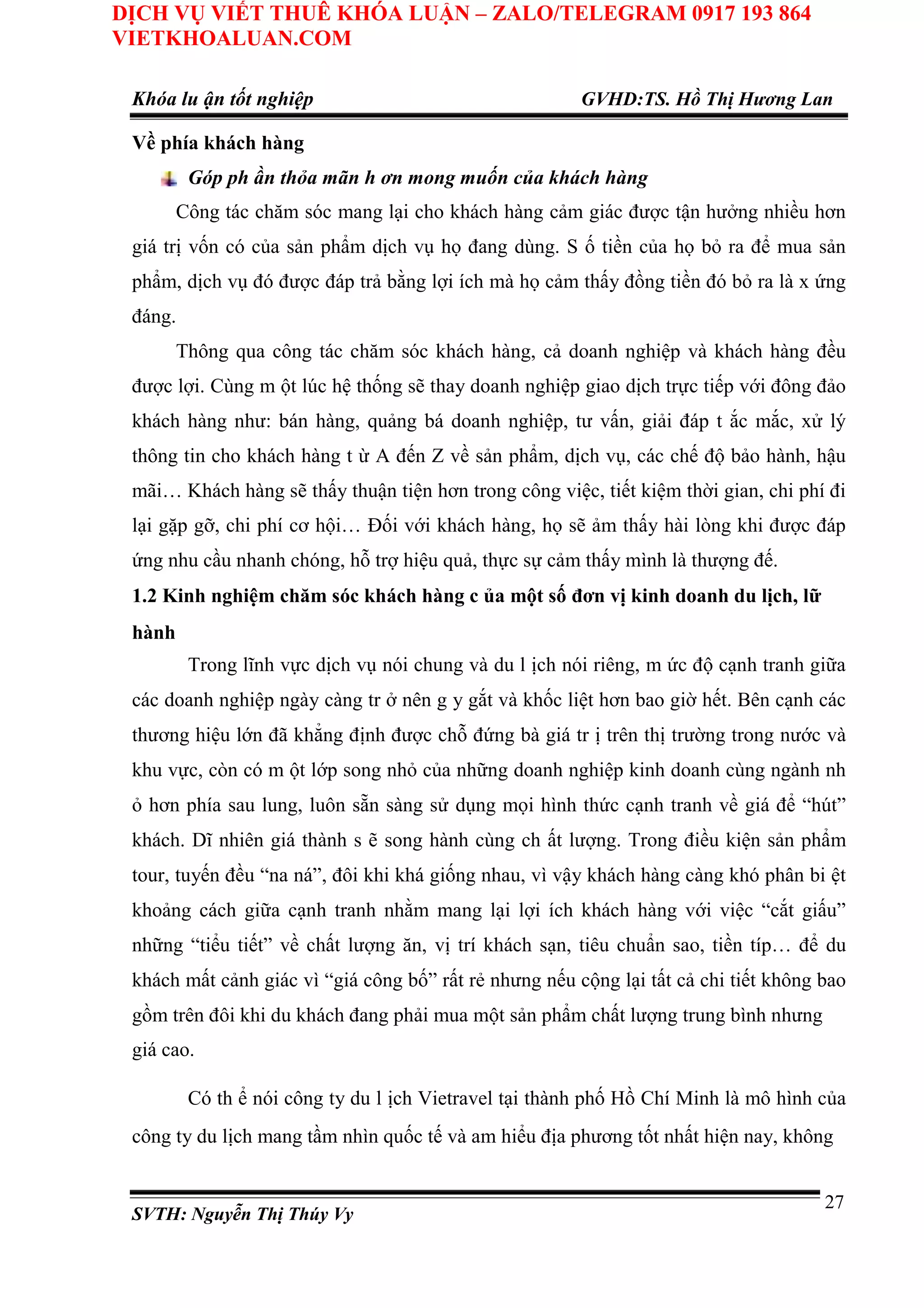 BÀI MẪU khóa luận chăm sóc khách hàng, HAY, 9 ĐIỂM | DOC