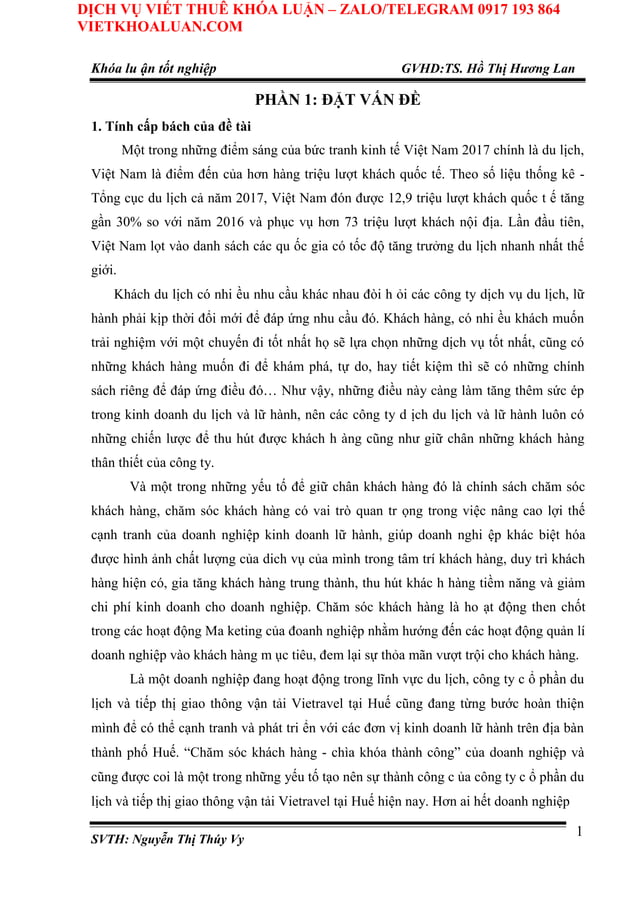 BÀI MẪU khóa luận chăm sóc khách hàng, HAY, 9 ĐIỂM | DOC