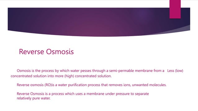 Reverse osmosis ppt | PPTX | Chemistry | Science