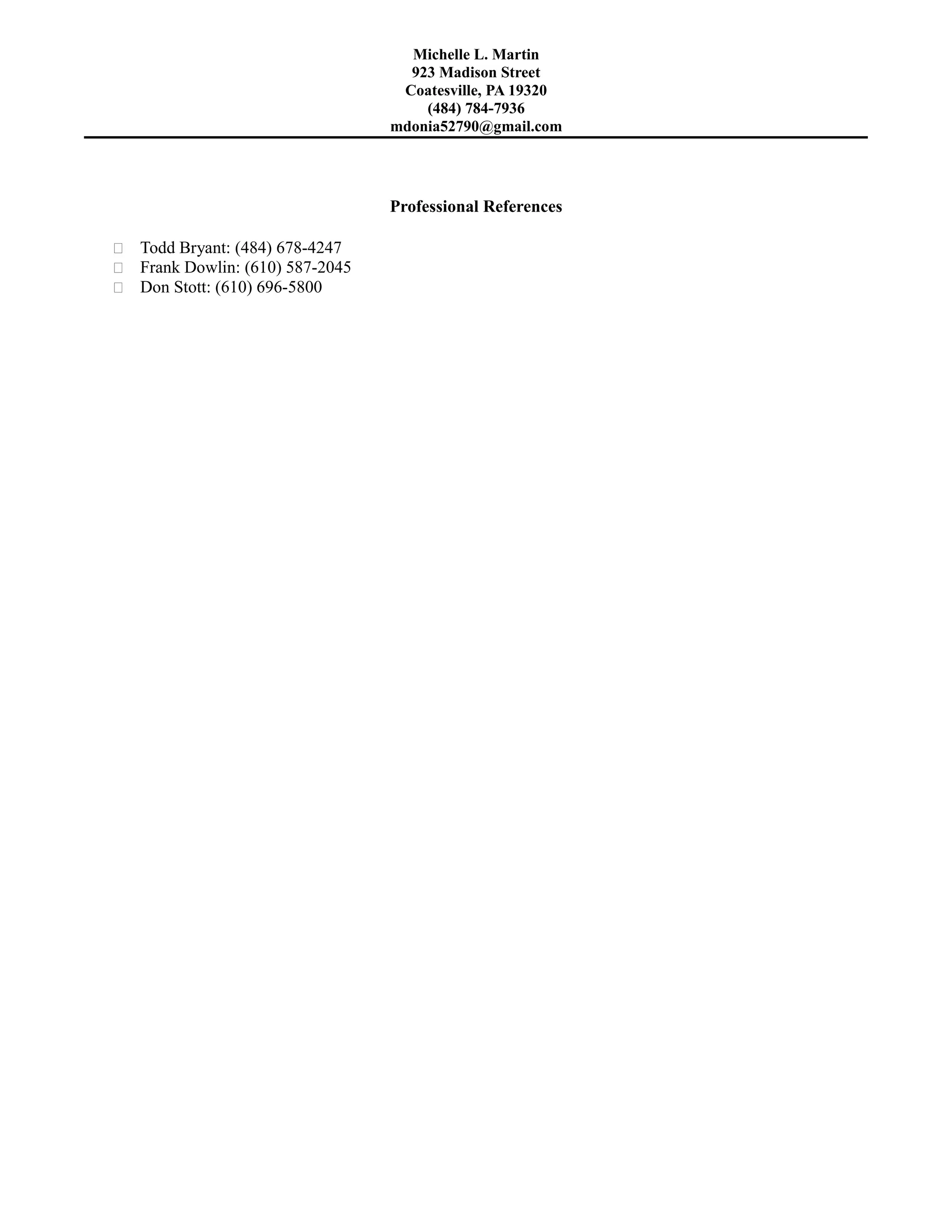 Michelle Martin resume | RTF