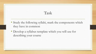 Course design and syllabus | PPTX