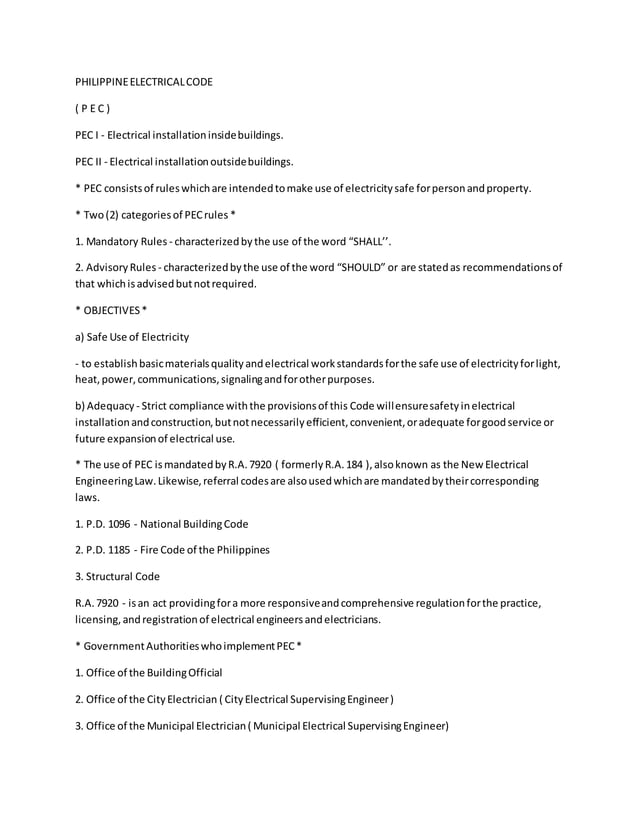 228279816 philippine-electrical-code-summary | DOCX | Industrial ...