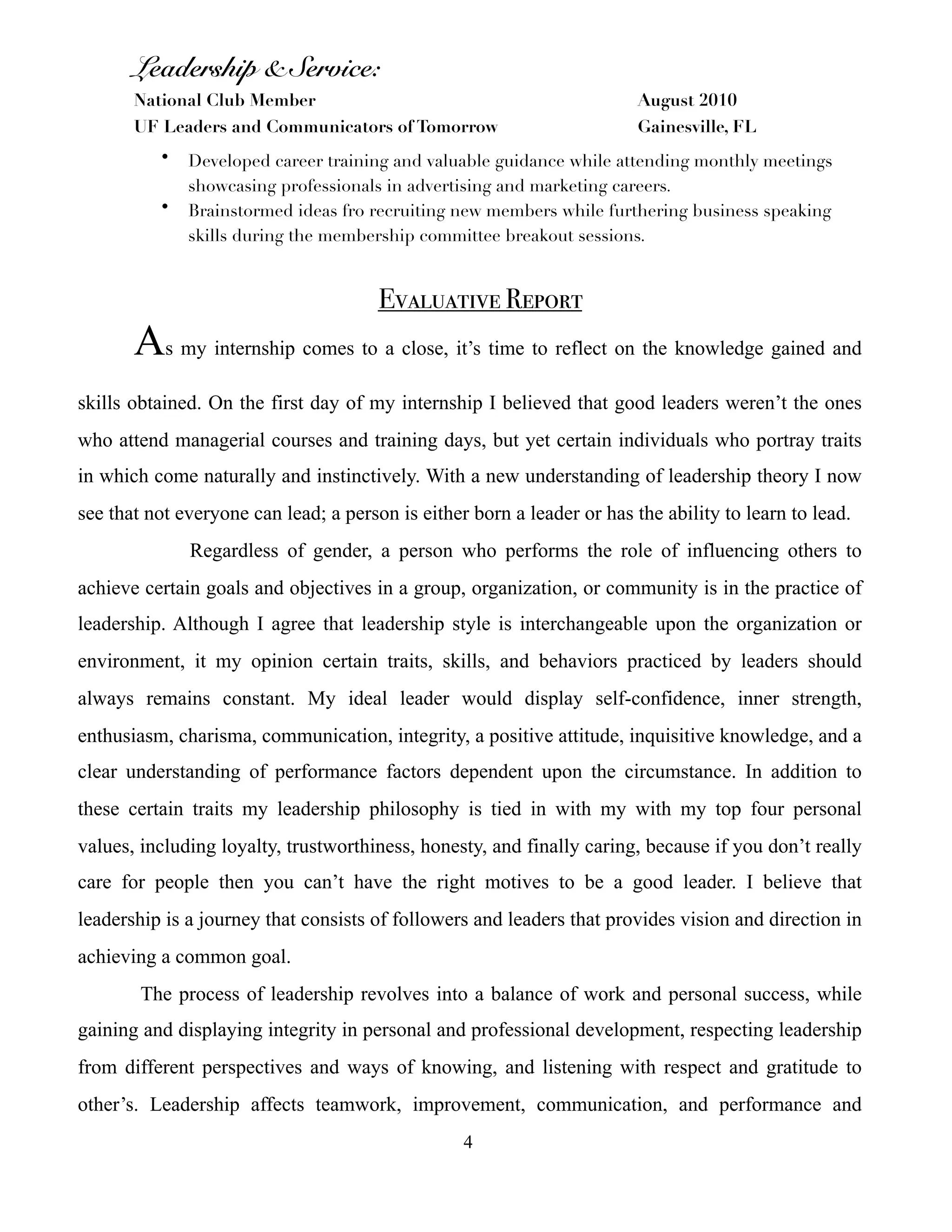 Internship Reflection | PDF | Executive Leadership & Management | Business